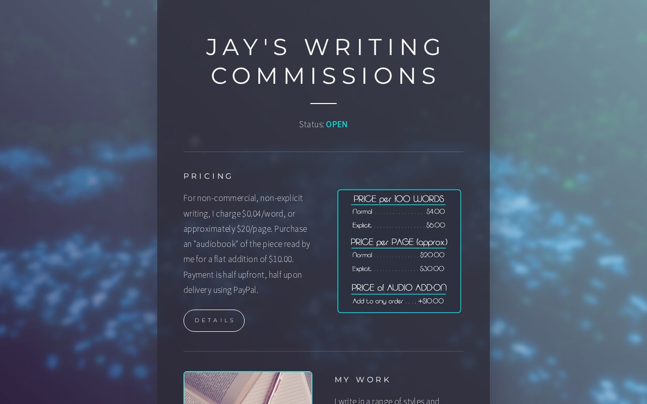 Jay's Writing Commissions